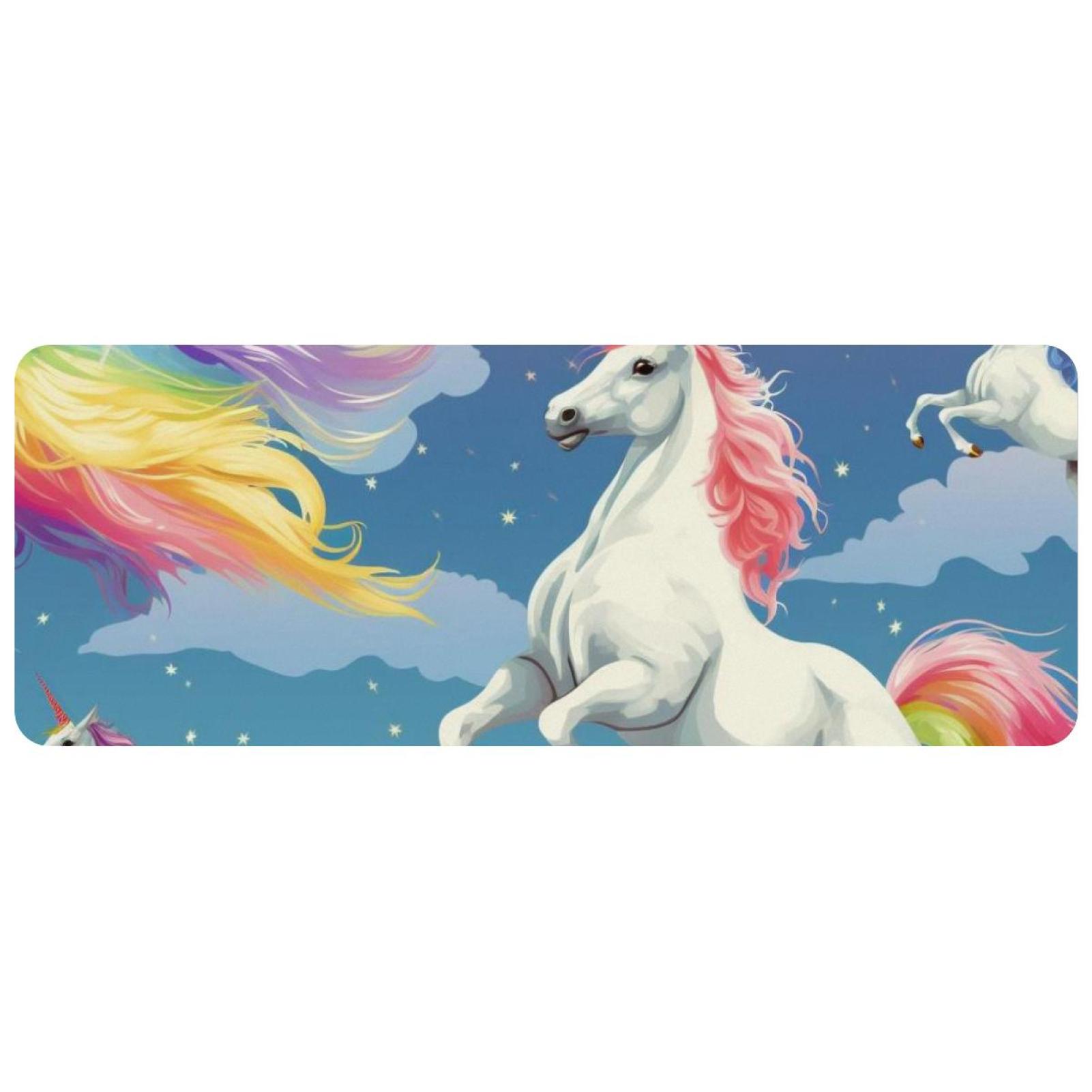 Large Extended Cartoon Rainbow Unicorn Sky Gaming Mouse Pad, XL Desk ...