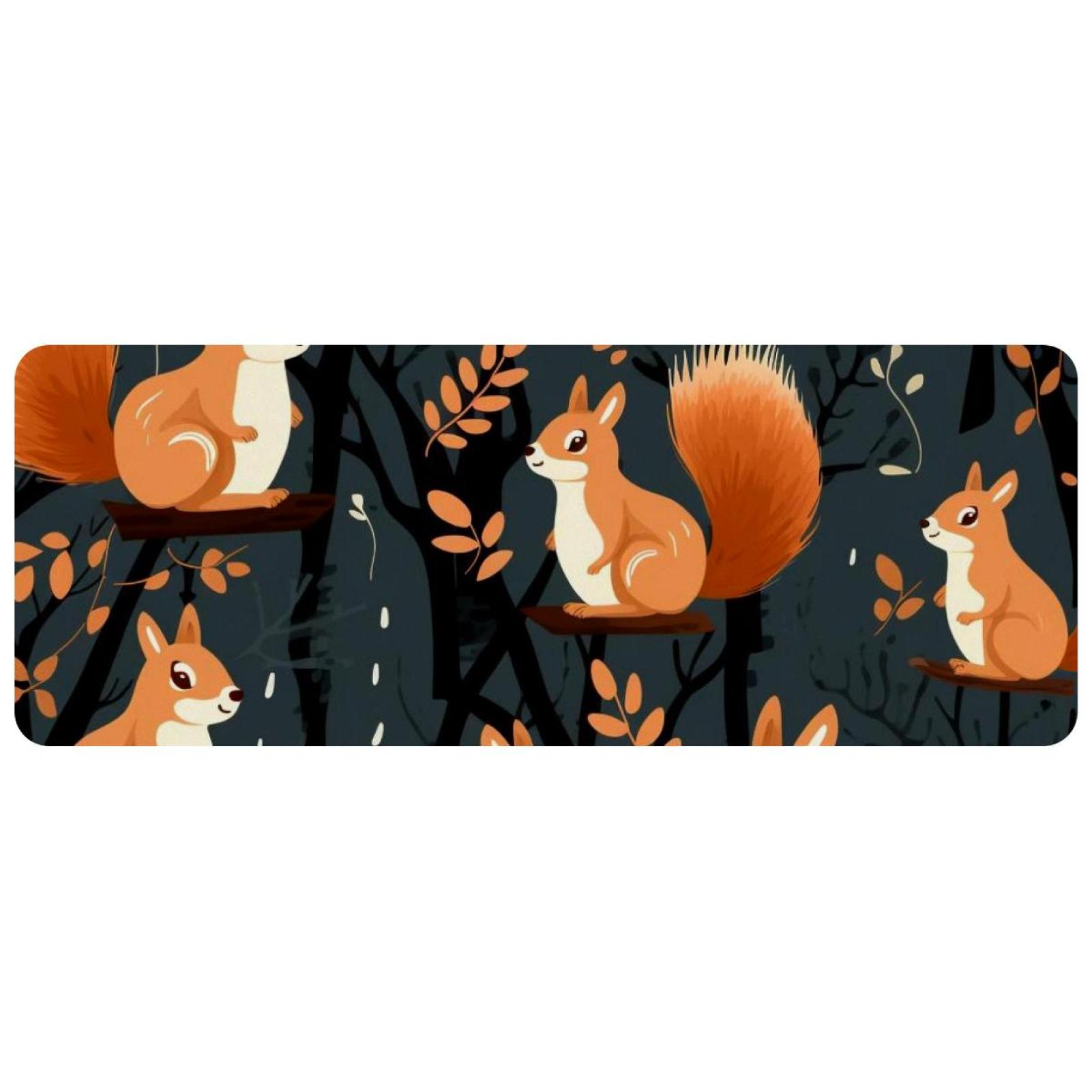 Large Extended Cartoon Squirrels Branch Black Gaming Mouse Pad, XL Desk ...