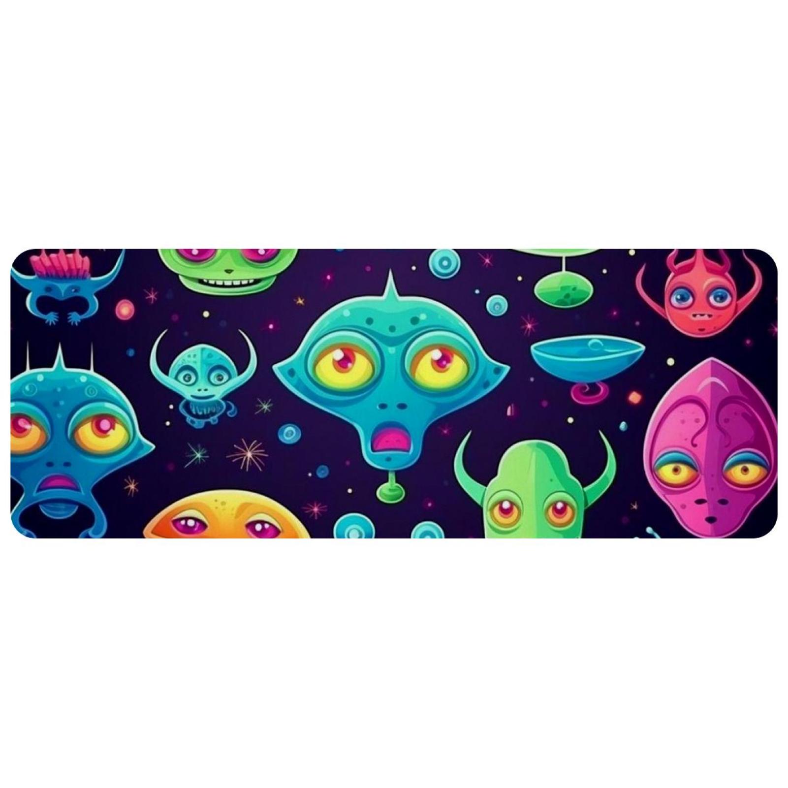 Large Extended Colored Aliens Gaming Mouse Pad, XL Desk Mat Keyboard ...