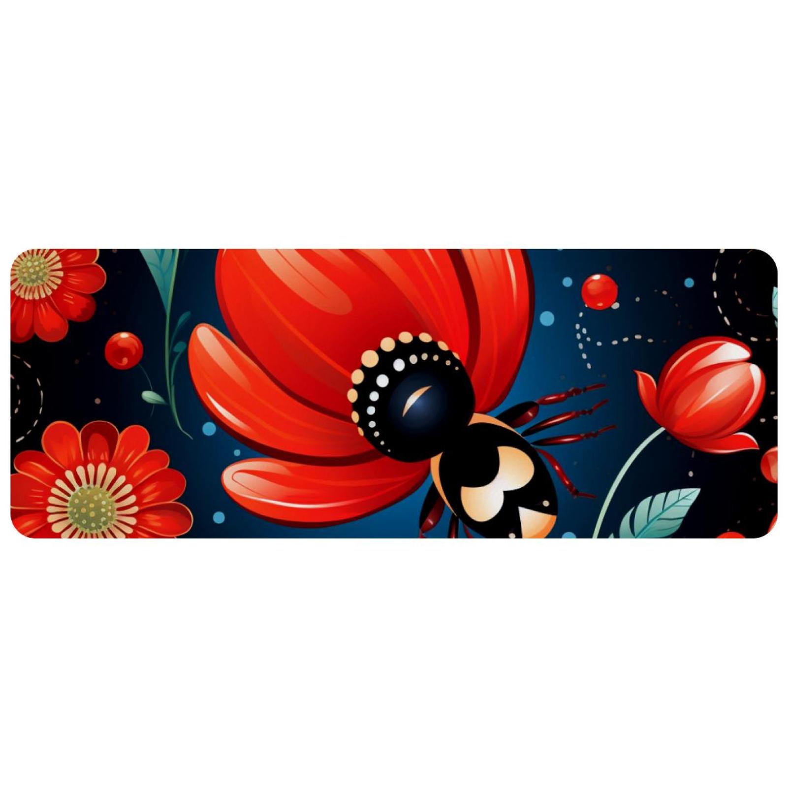 Large Extended Flower Ladybird Pattern Gaming Mouse Pad, XL Desk Mat ...