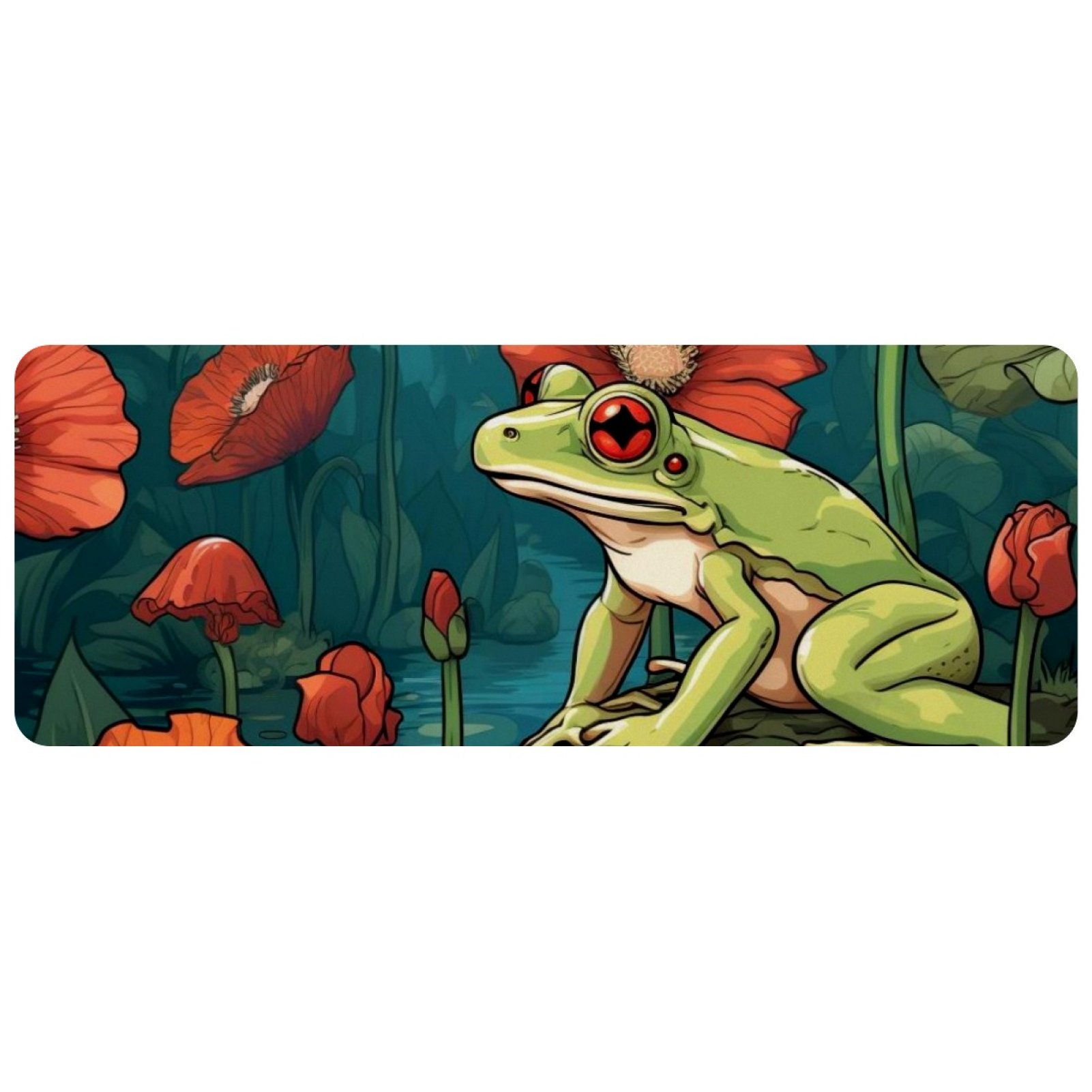 Large Extended Frog Lotus Leaf Red Gaming Mouse Pad, XL Desk Mat ...
