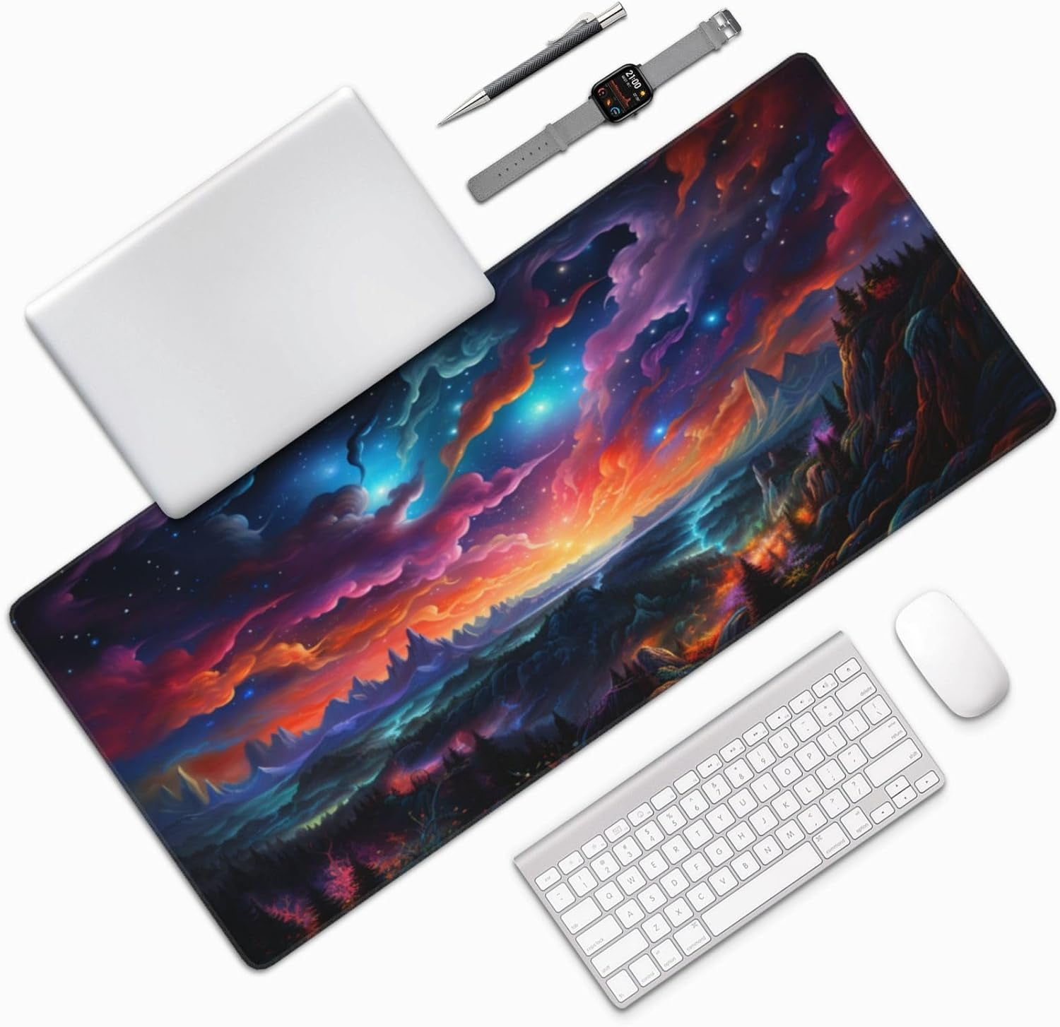 Large Extended Gaming Mouse Pad with Stitched Edges, Starry Sky Non ...