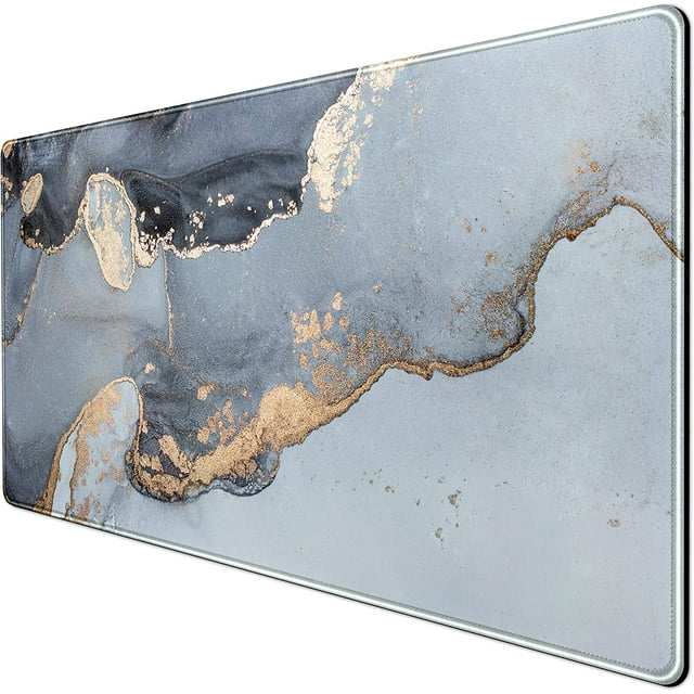 Large Extended Marble Gaming Mouse Pad, Desk Mat with Stitched Edges ...