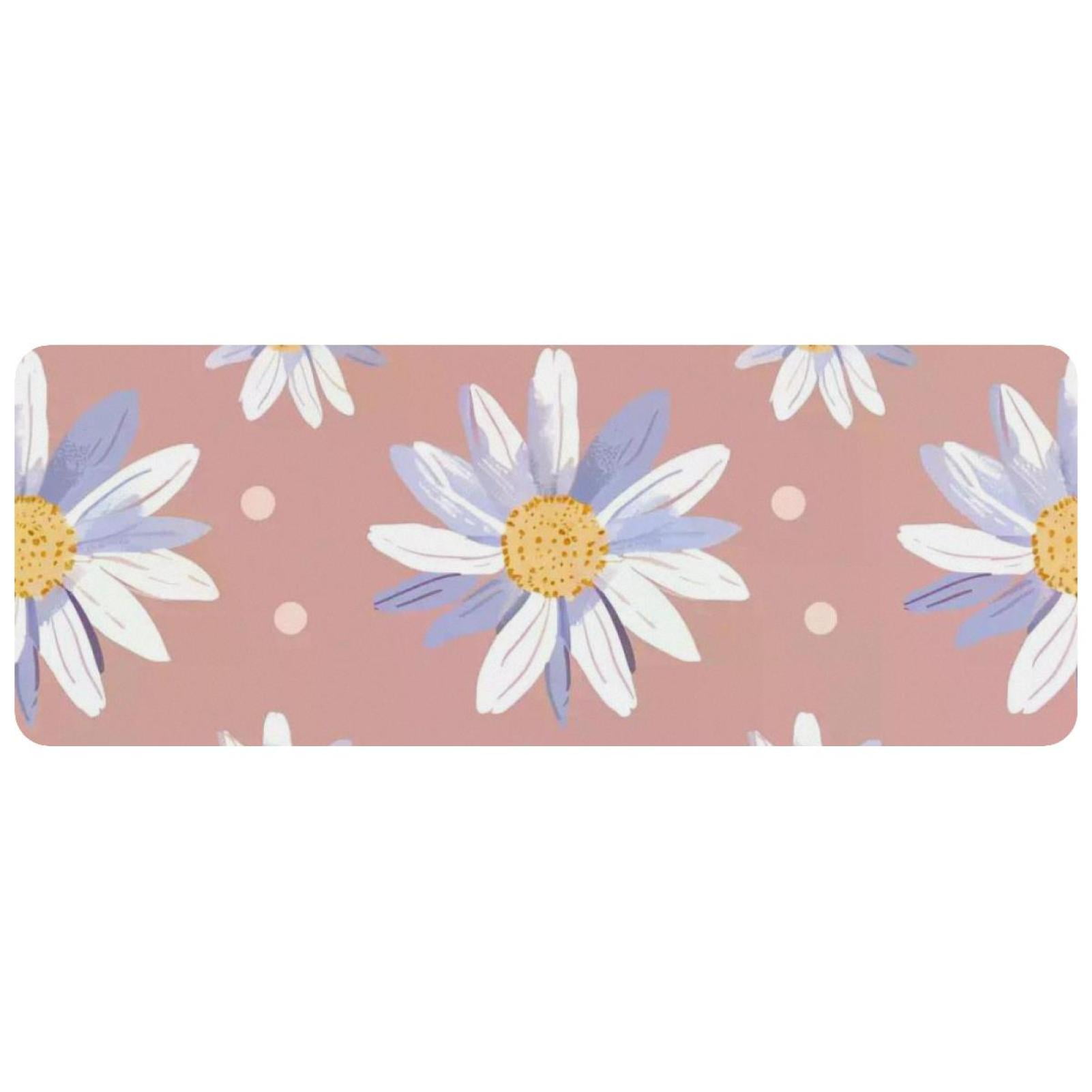 Large Extended Polka Dot Daisies Pink Background Gaming Mouse Pad, XL ...