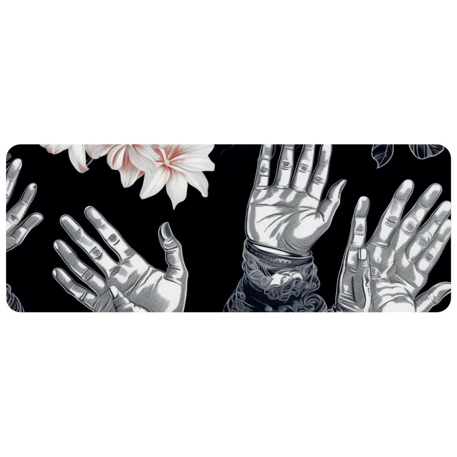 Large Extended Praying Hands Flower Pattern Gaming Mouse Pad, XL Desk ...