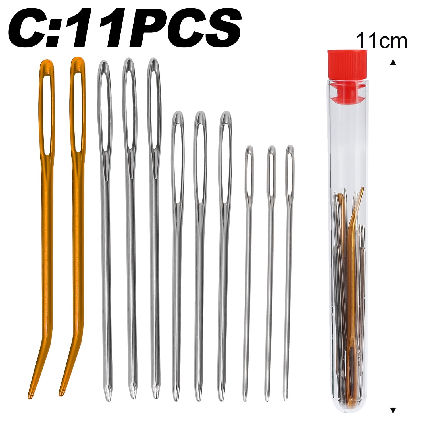 Large Eye Sewing Needles Kit Stainless Steel Blunt Darning Bent ...