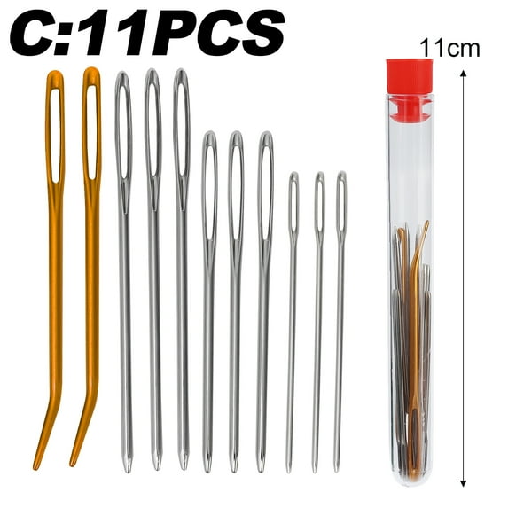 Large Eye Sewing Needles Kit Stainless Steel Blunt Darning Bent ...
