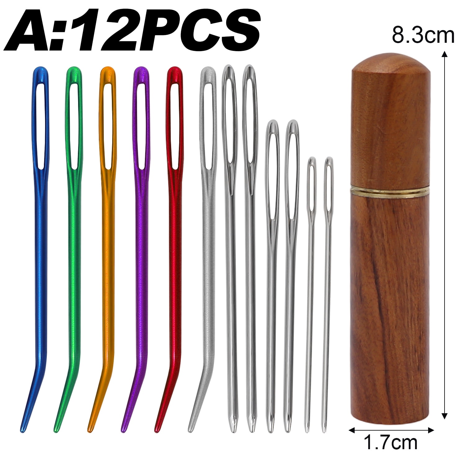 Large Eye Sewing Needles Kit Stainless Steel Blunt Darning Bent ...