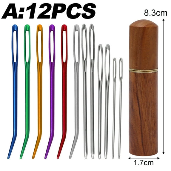 Large Eye Sewing Needles Kit Stainless Steel Blunt Darning Bent ...
