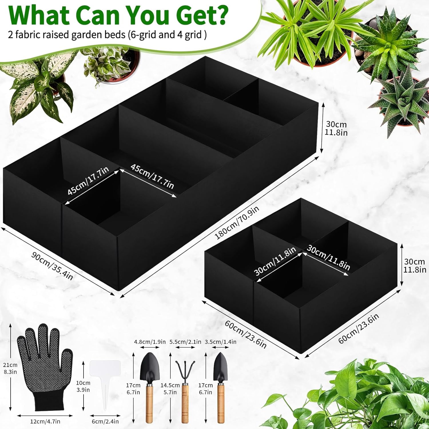 Large Fabric Raised Garden Bed with 4 Grids, Reusable Grow Bags for ...