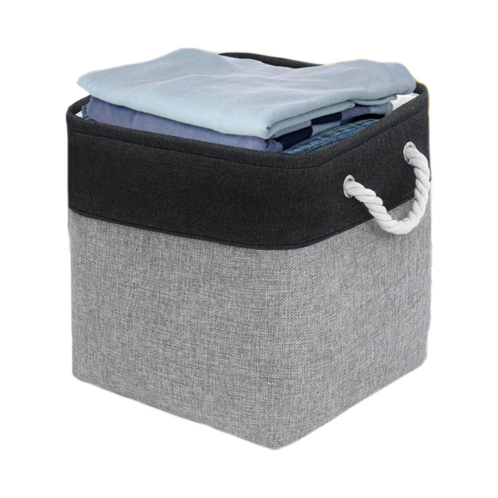 Large Fabric Storage Basket with Rope Handles for Clothes Baby Toys ...