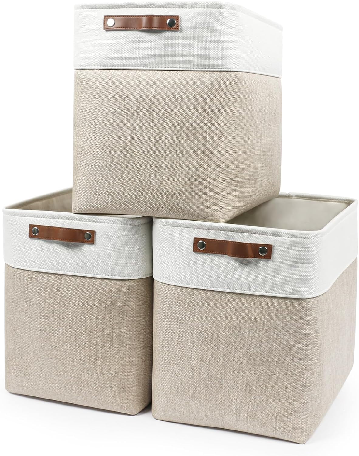 Large Fabric Storage Baskets | 50L Storage Bins, Decorative Linen ...