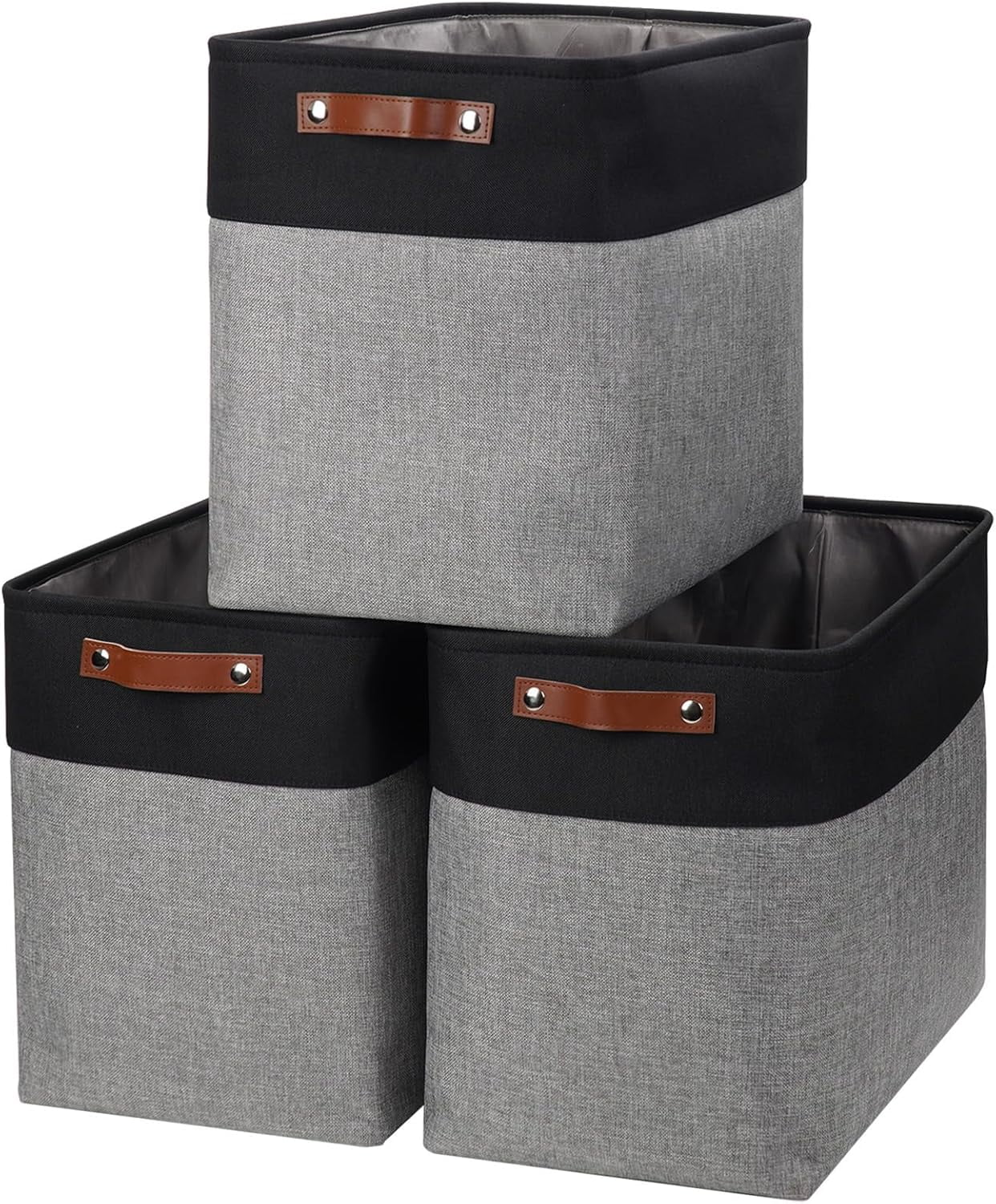Large Fabric Storage Baskets | 50L Storage Bins, Decorative Linen ...