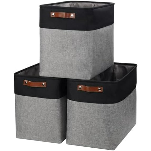 Large Fabric Storage Baskets | 50L Storage Bins, Decorative Linen ...