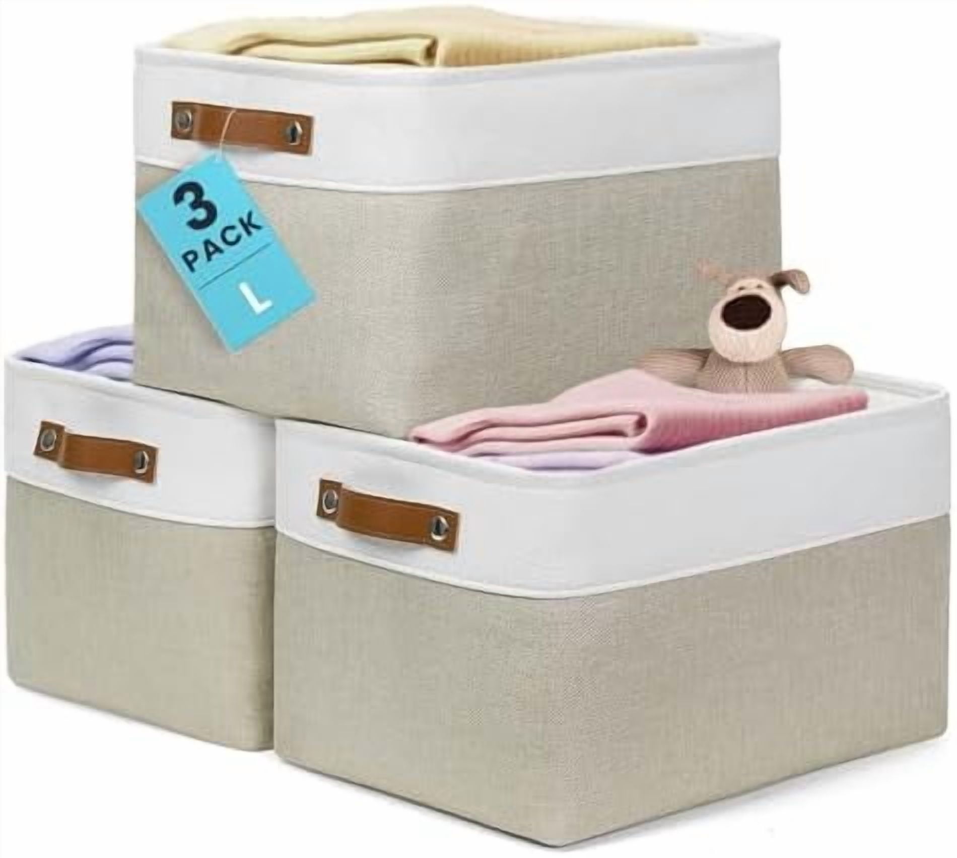 Large Fabric Storage Baskets for Shelves 3 Pack, 15x11in Closet Storage ...