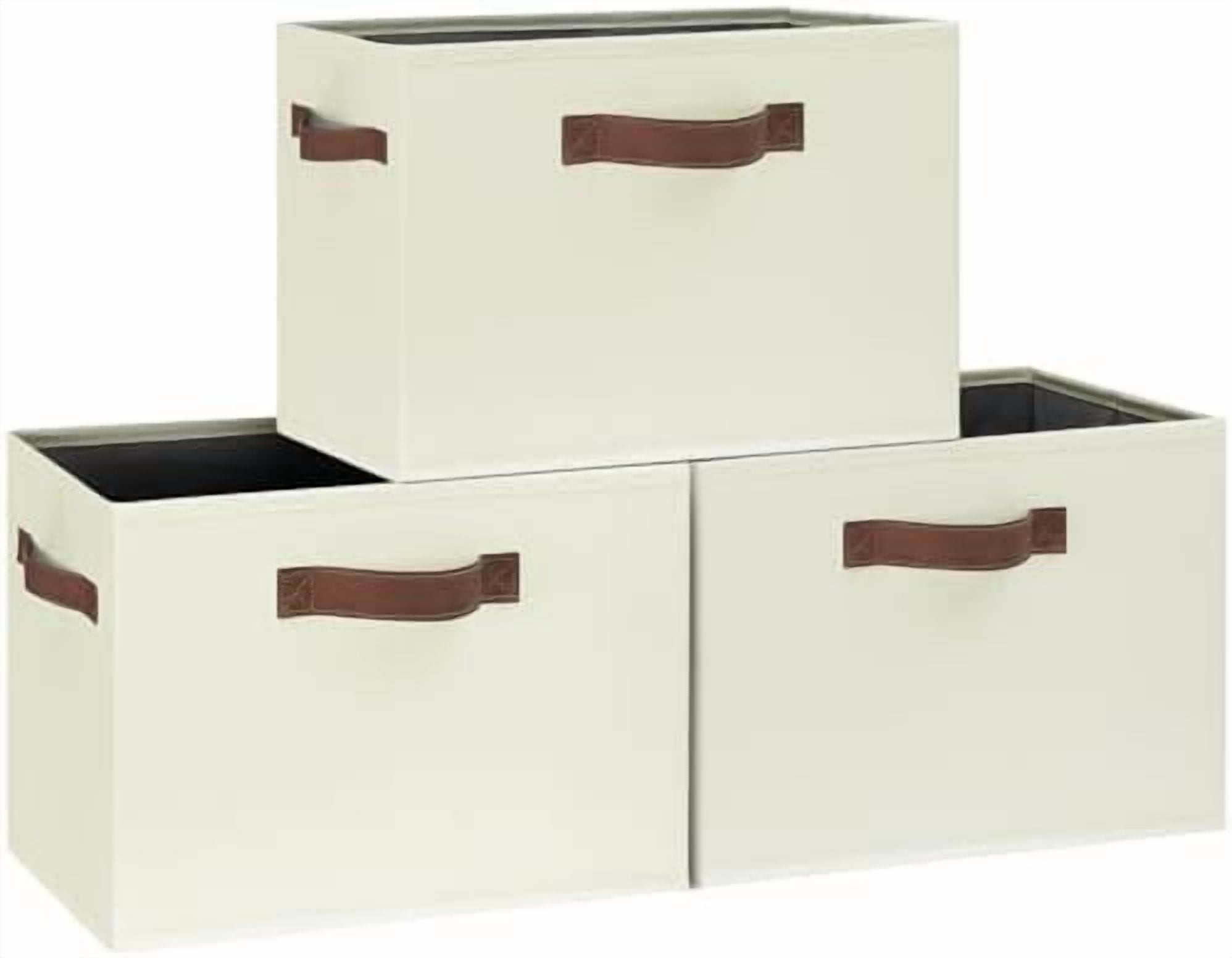 Large Fabric Storage Bins with 3 Handles, 15x11x9.6 Inch Storage ...