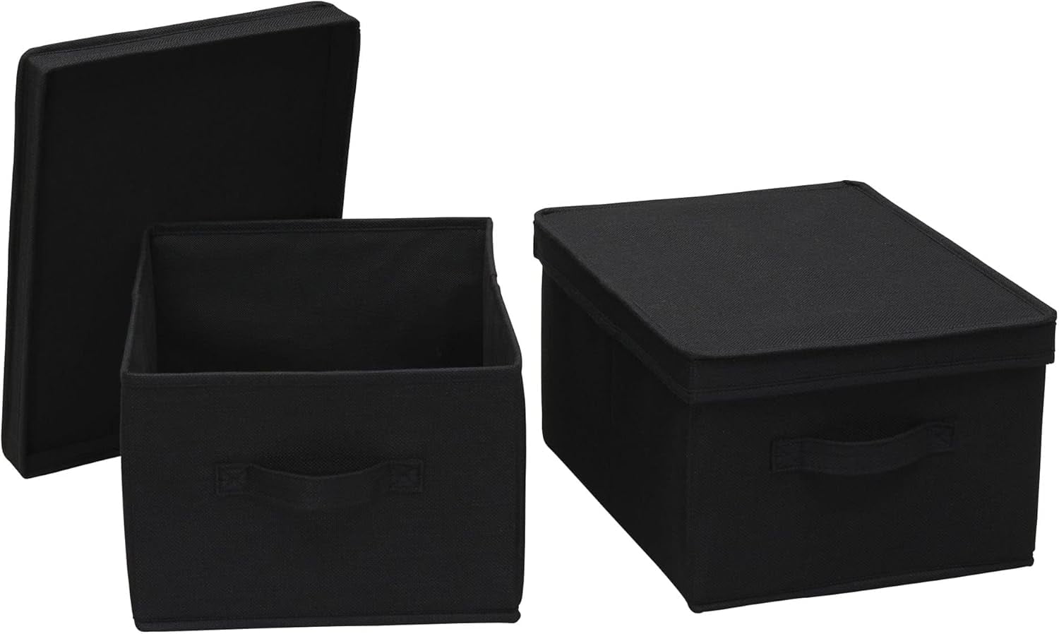 Large Fabric Storage Box with Lid, Black, Set of 2 - Walmart.com