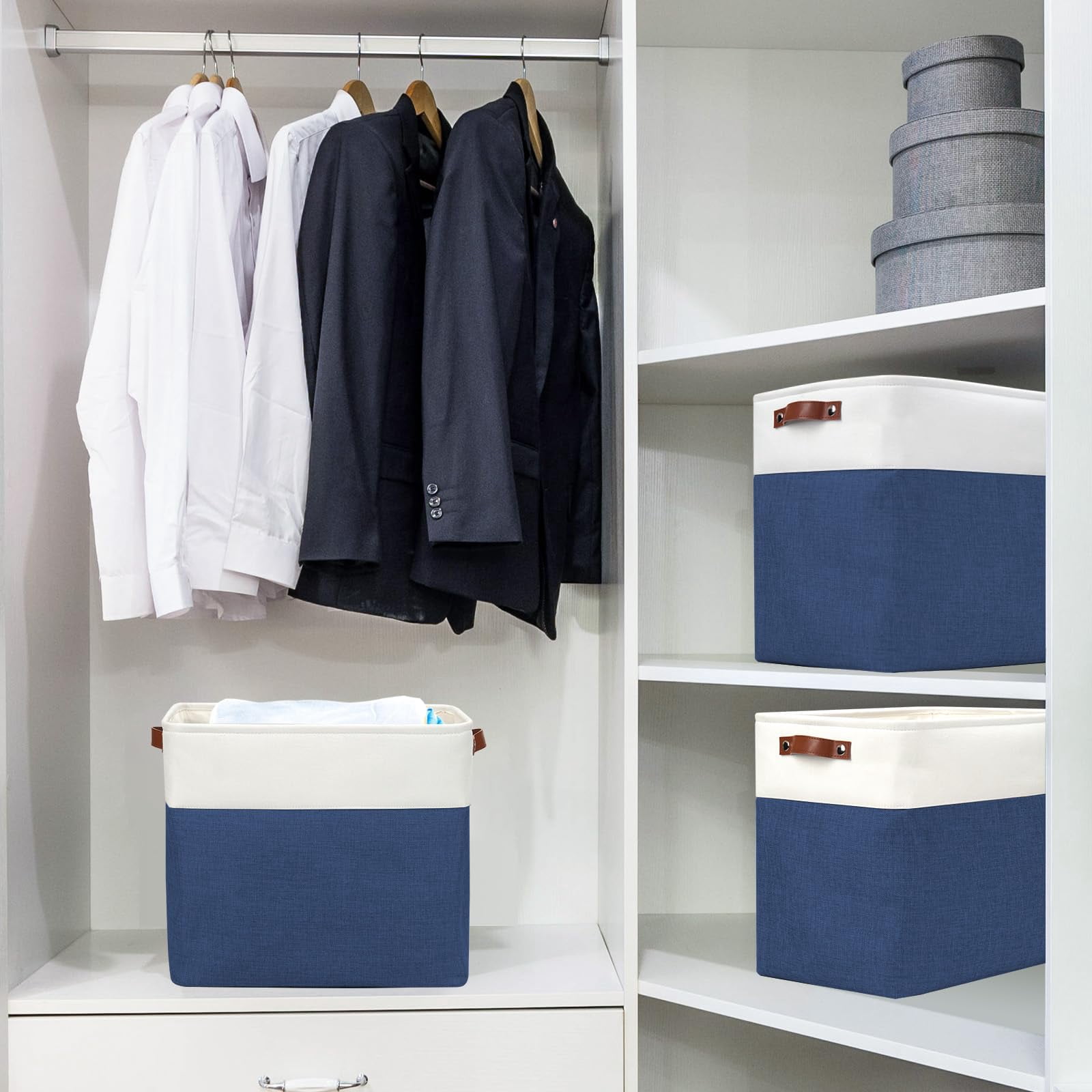 Large Fabric Storbaskets | 50l B Decorative Linen Closet With Handles ...