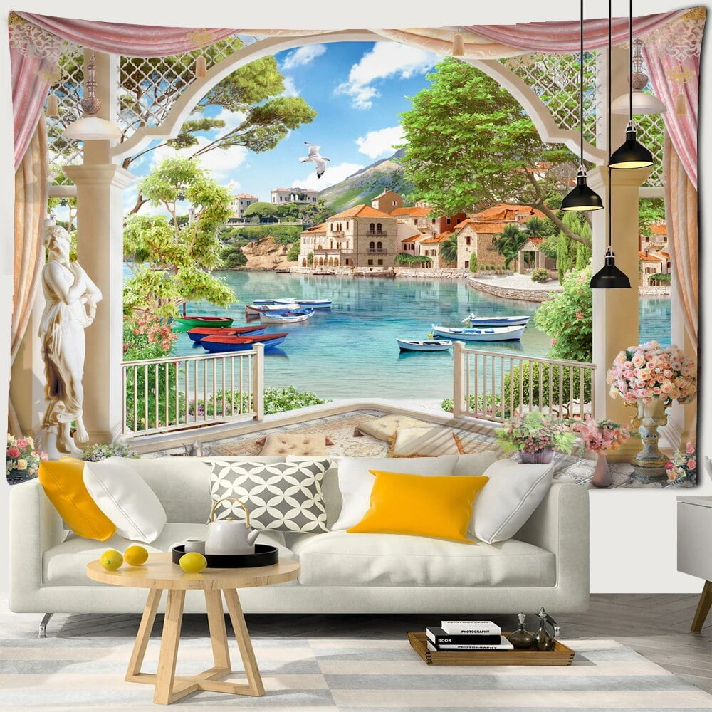 Large Fabric Wall Tapestry Landscape Home r 3d Murals Hang the ...
