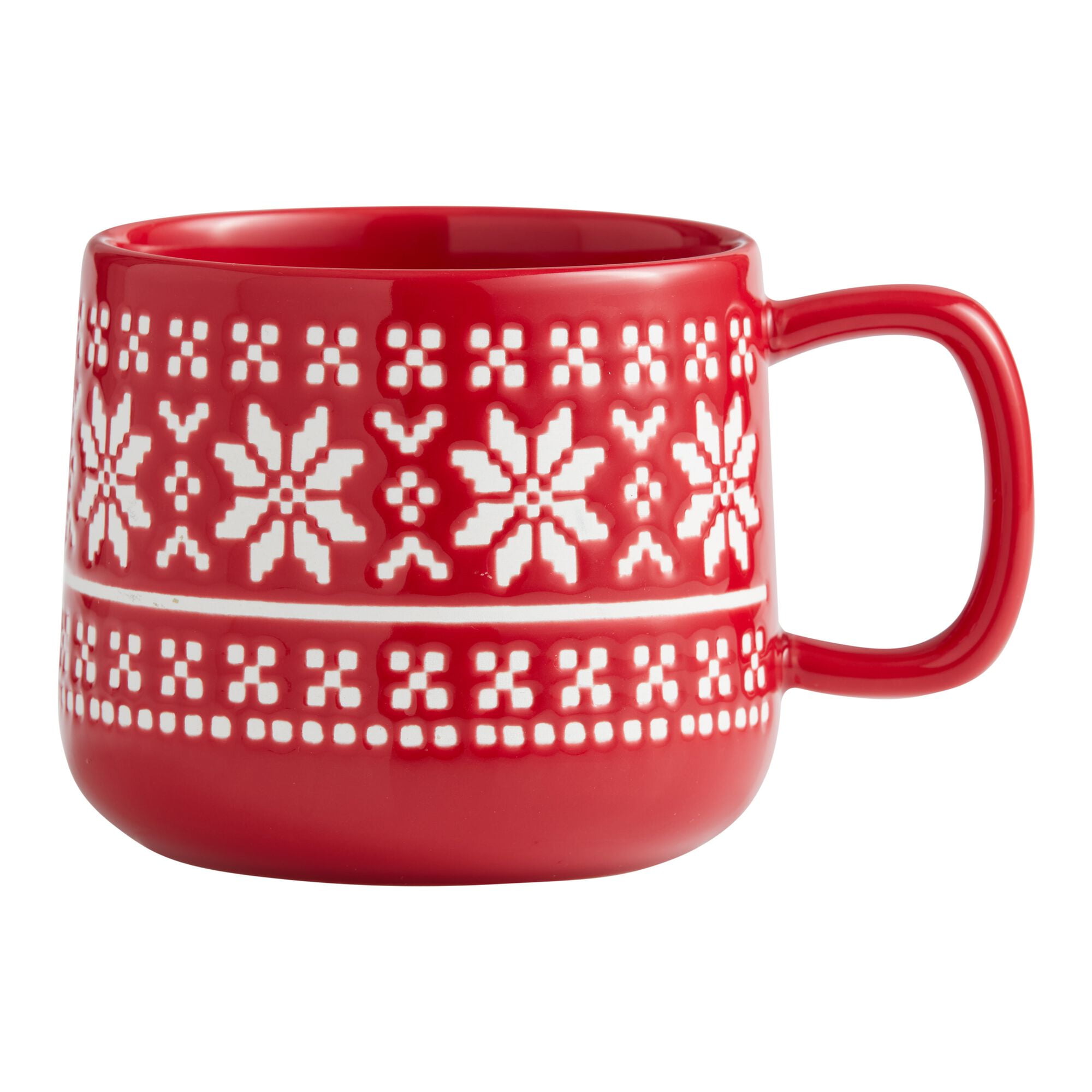 Large Fair Isle Snowflake Mug Red - Walmart.com