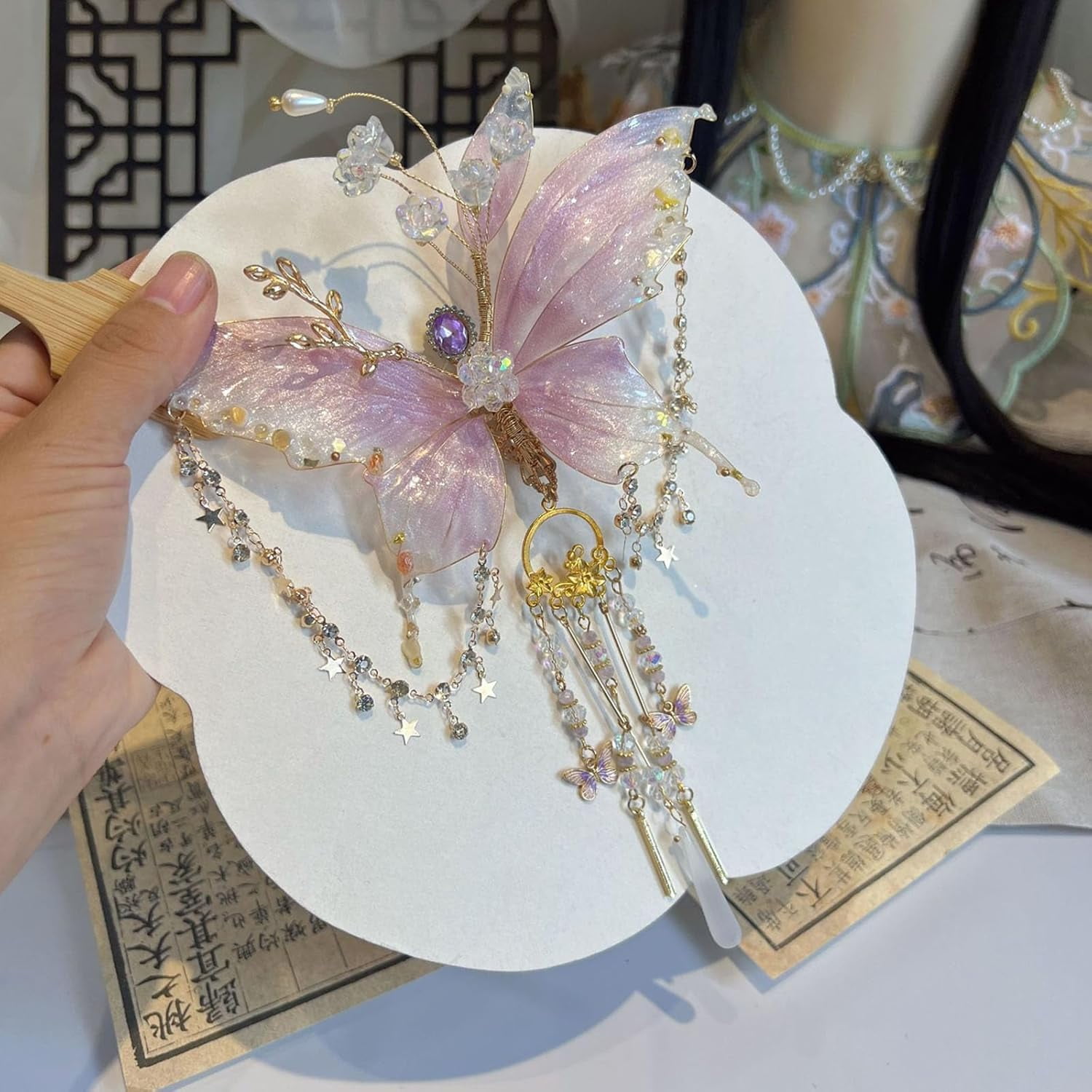 Large Fairy Wing Hair Clips, Butterfly Tears Tassel Hair Clip, 3D ...