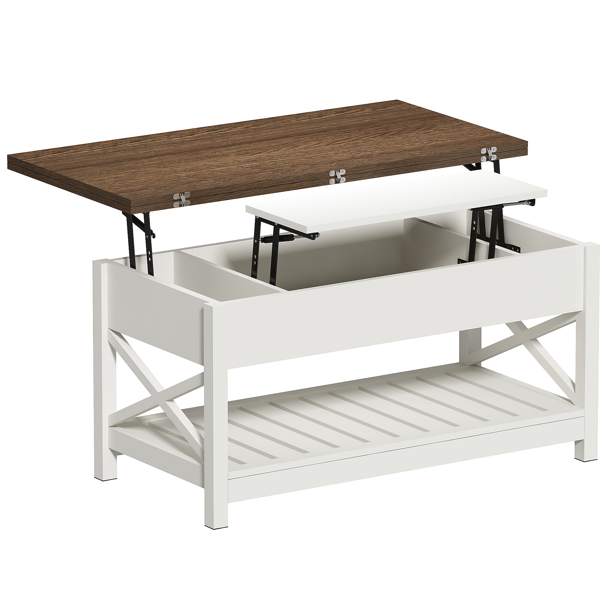 Large Farmhouse Lift-Top Coffee Table with Expandable Hidden Storage ...