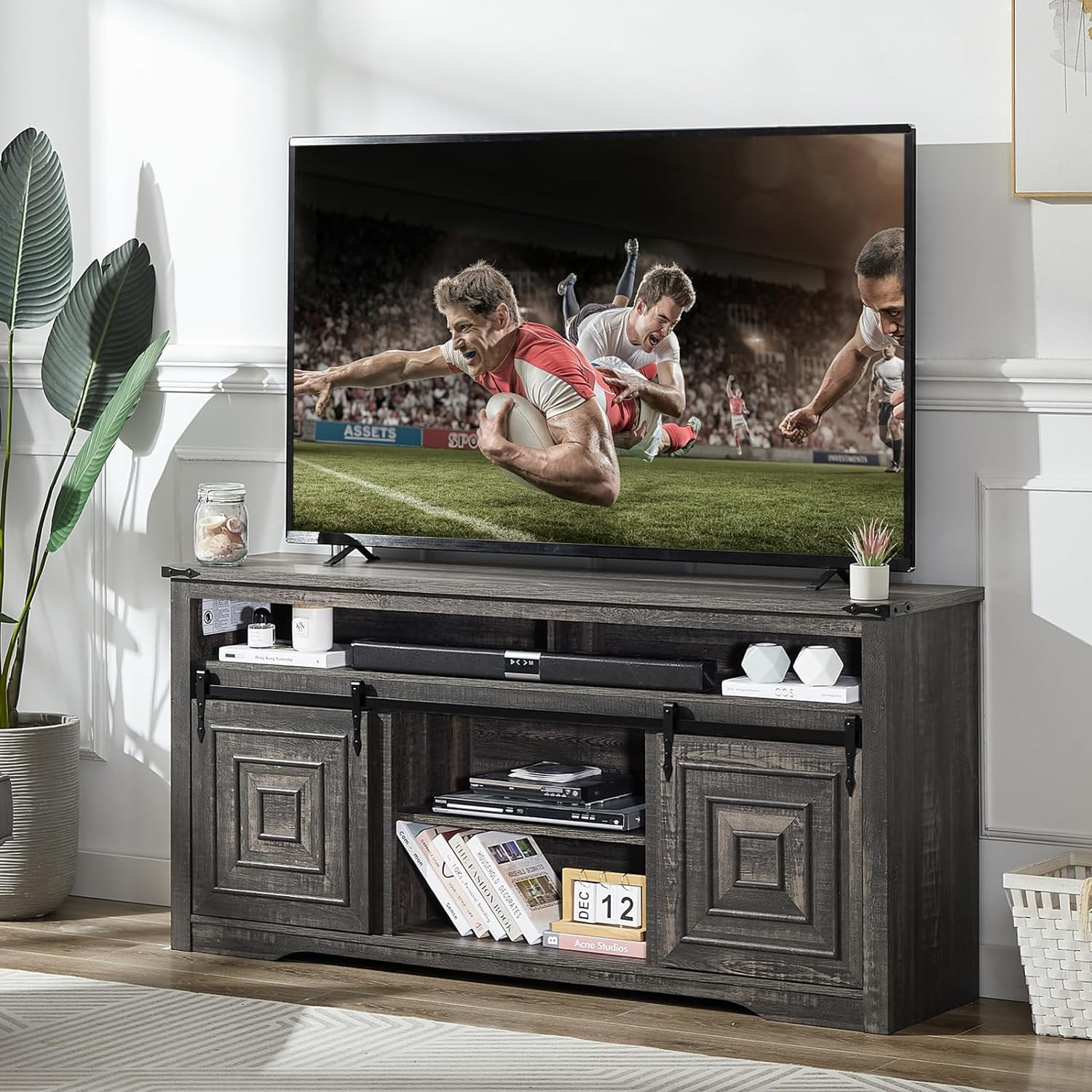 Large Farmhouse TV Stand for 65 75 80 Inch TV Tall Highboy ...