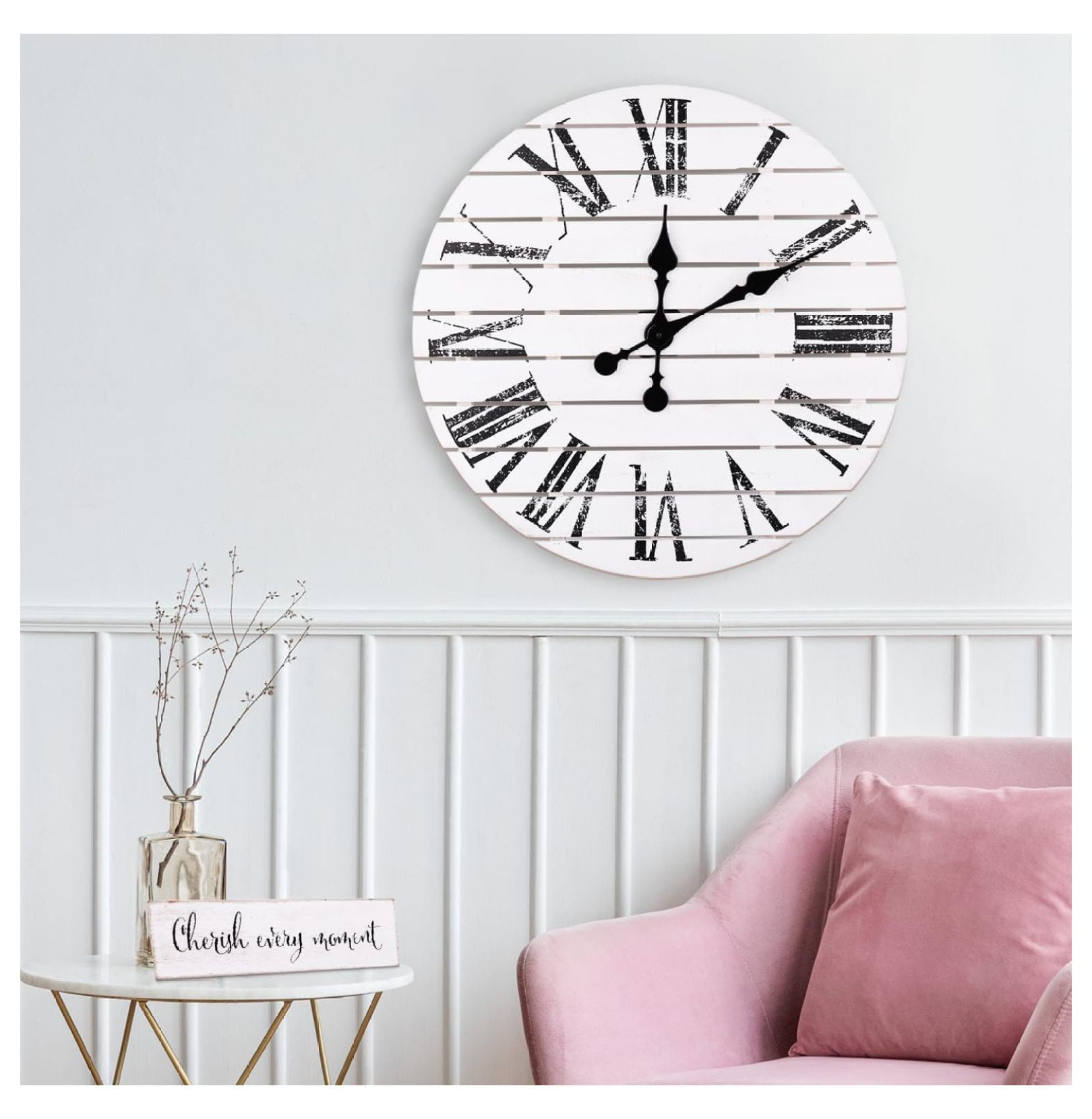 Large Farmhouse Wall Clock - 24 inch Round Shiplap Farmhouse Clock ...