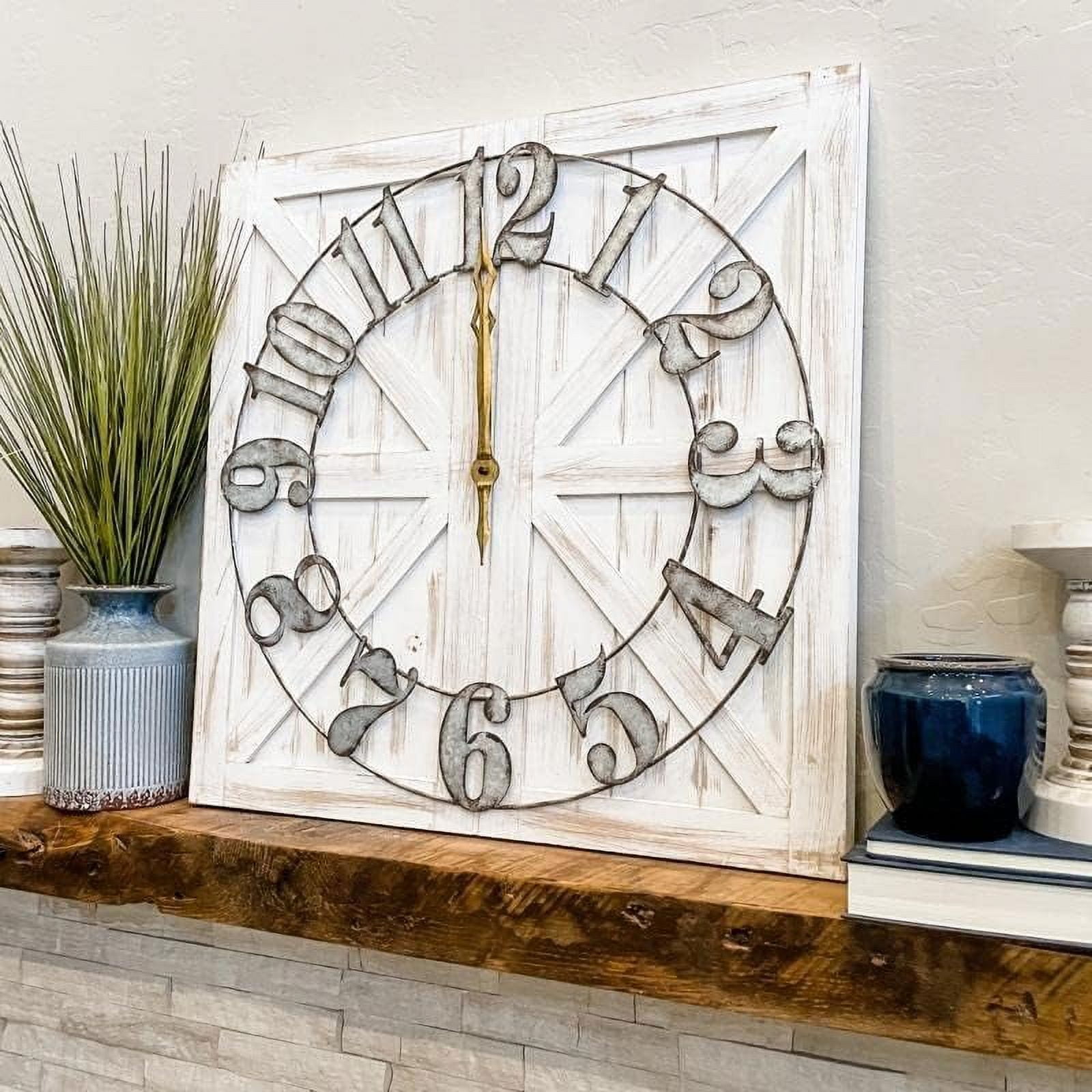 24 inch Large Rustic Farmhouse Wall Clock for Bedrooms and Kitchens ...