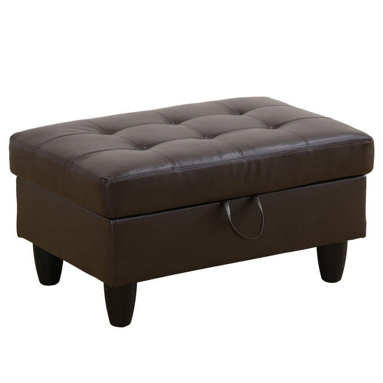 Large Faux Leather Ottoman with Storage - Modern Rectangular Footstool ...