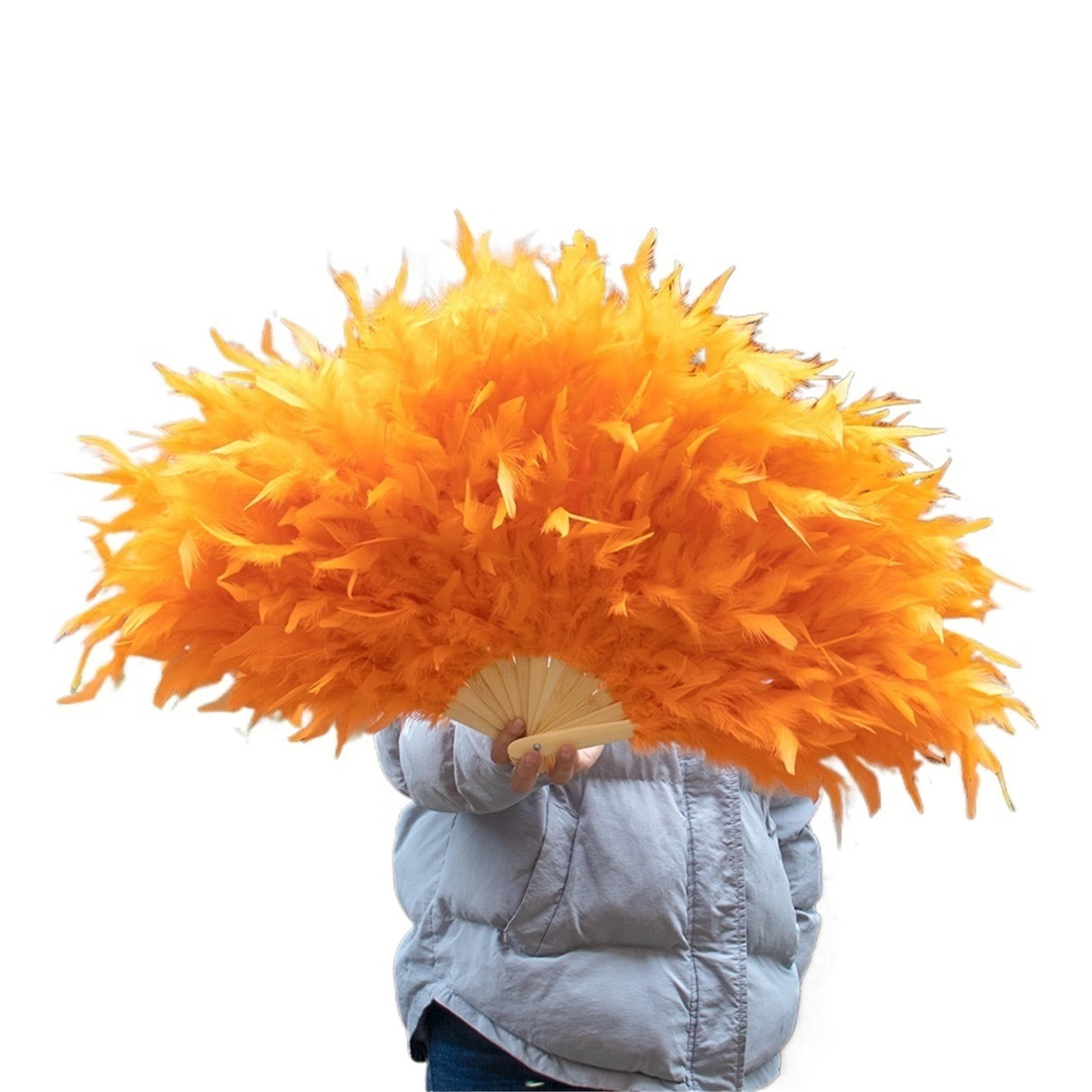 Large Feather Fan Turkey Feathers Folding Fan Folding Fan Flapper Hand ...