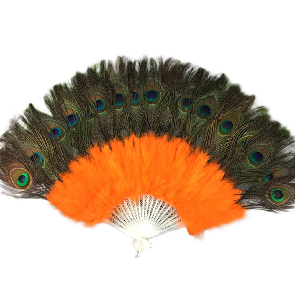 Large Feather Folding Hand Fan, Wedding Showgirl Dance Fan for ...
