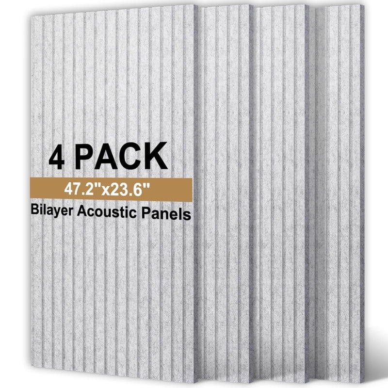 DOLLAR BOSS Large Felt Wall Panels, 4 Packs Acoustic Slat Wall Panels ...
