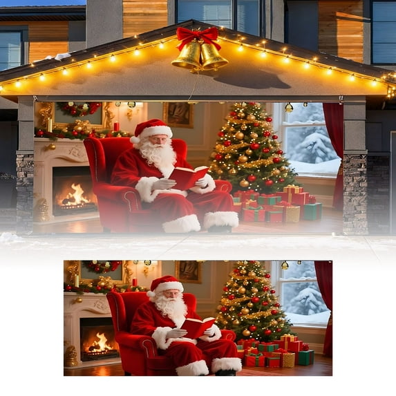 Large Festive Snowman Garage Banner 7x8 Ft Holiday Decoration For ...
