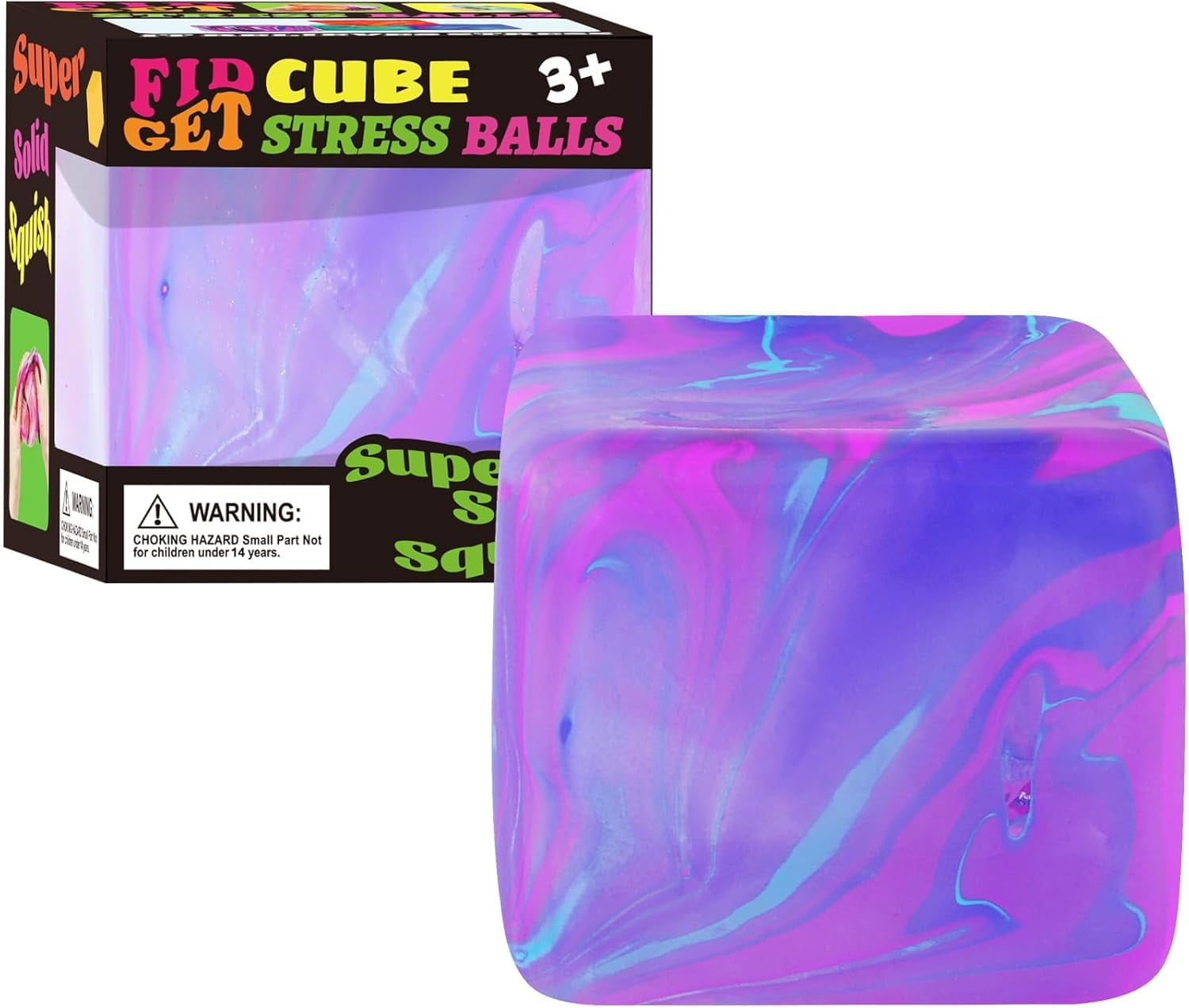 Large Fidget Toys Squishy Stress Cube - Giant Ice Cube Sensory Ball ...