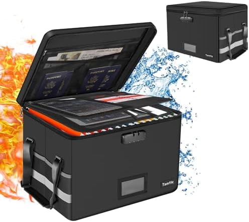 Large File Box with lock, Fireproof File Box for Documents, 5200°F Fire ...