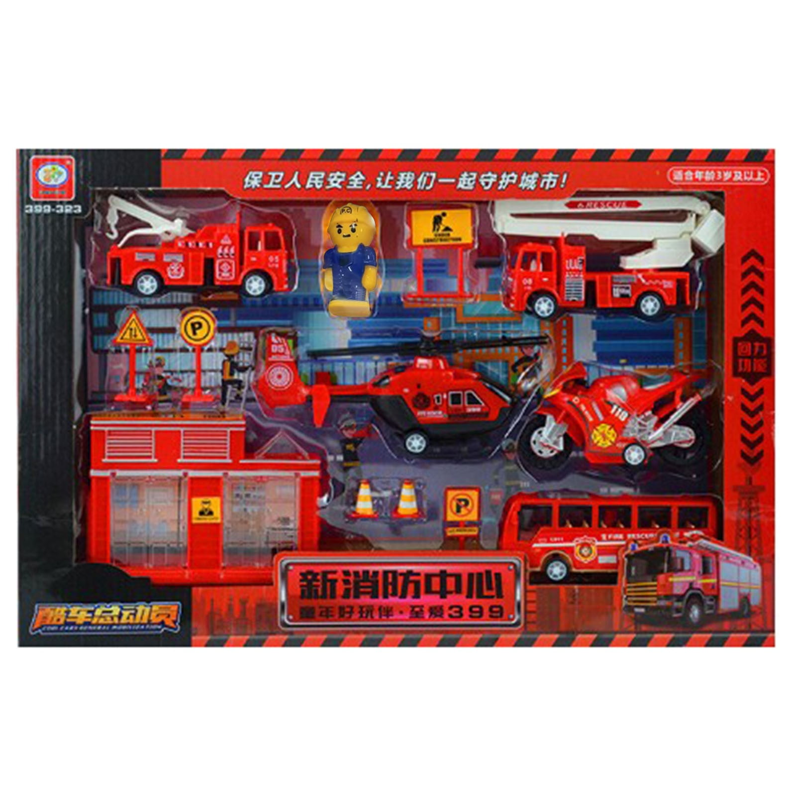 Large Fire Engine Toy Set For Kids Aged 3 And Up With Extension Ladder ...