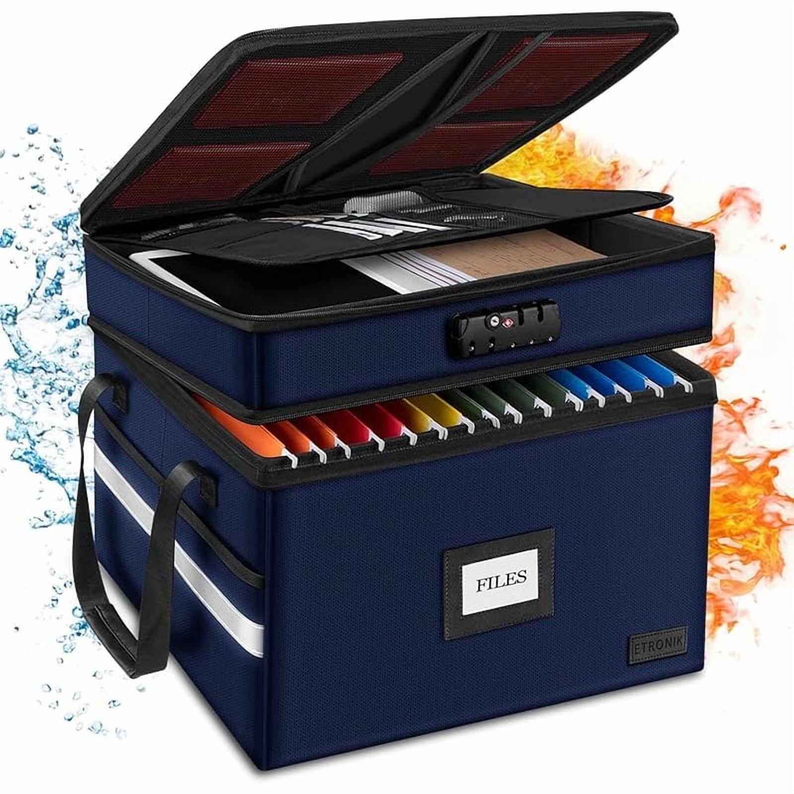 Large Fireproof Document Box with Lock, 2 Layer File Organizer ...