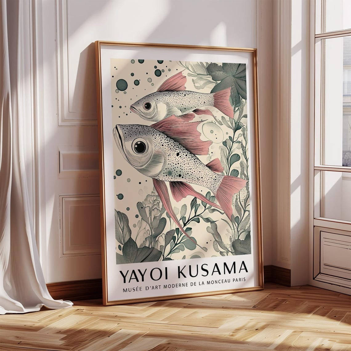 Large Fish Wall Art Stylized Trout Illustration With Pink Fins And ...
