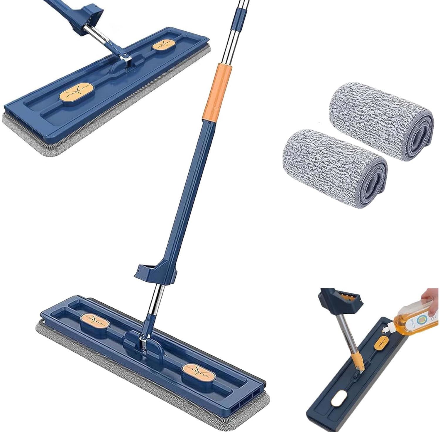 Large Flat Mop, Microfiber Mop Dust Mop 360 Rotating Cleaning, Self ...