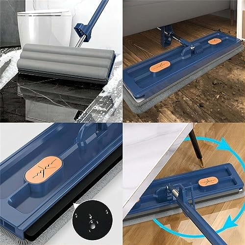 Large Flat Mop, Self-Contained Dewatering Scraper Mop, 360° Rotating ...