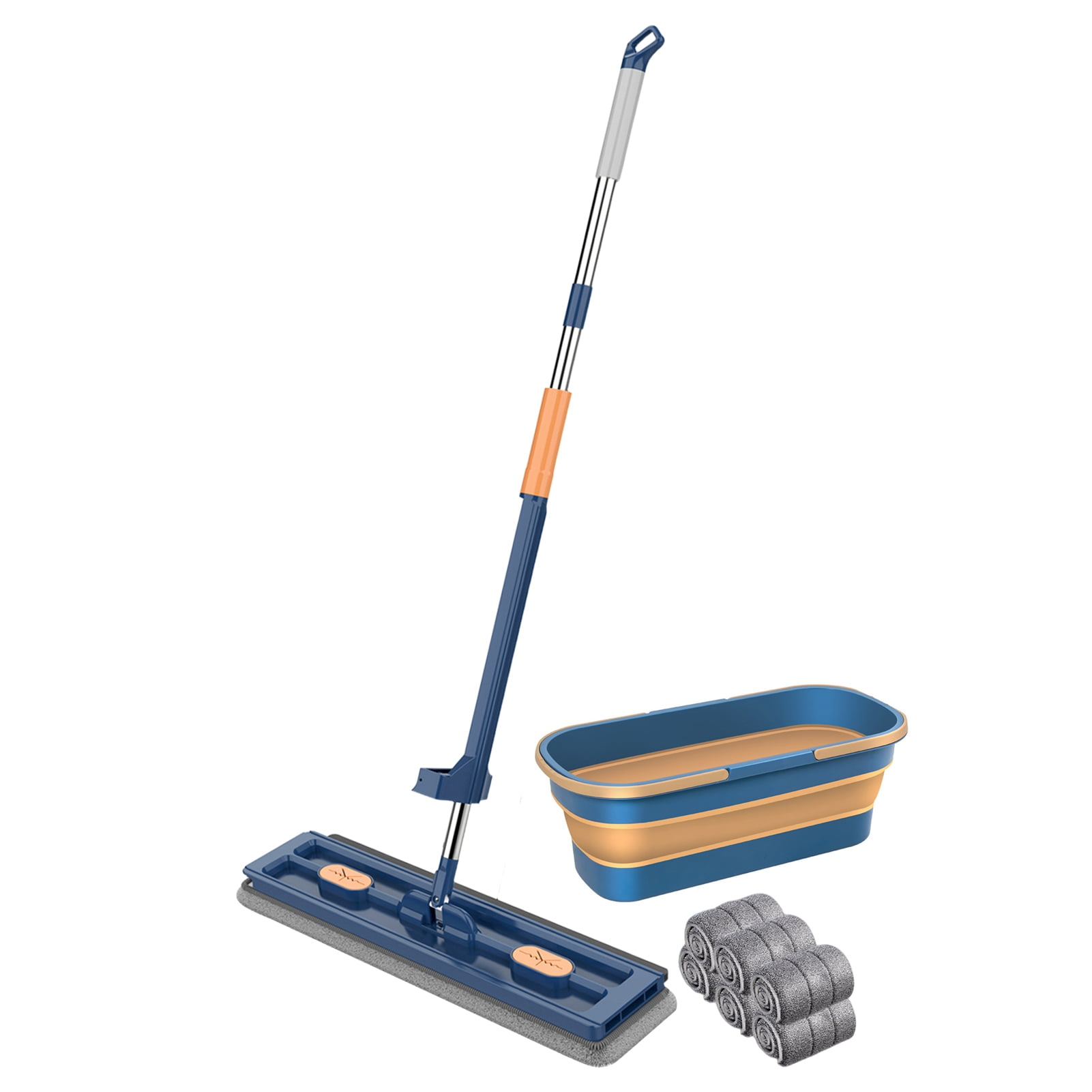 Large Flat Mop with 6 Microfiber Pads Stainless Steel Ergonomic Design ...