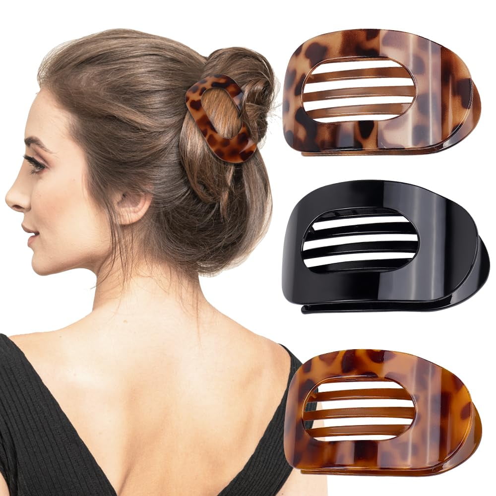 Large Flat Round Hair Clips Leopard Print Hair Claw Clips -Duckbill ...