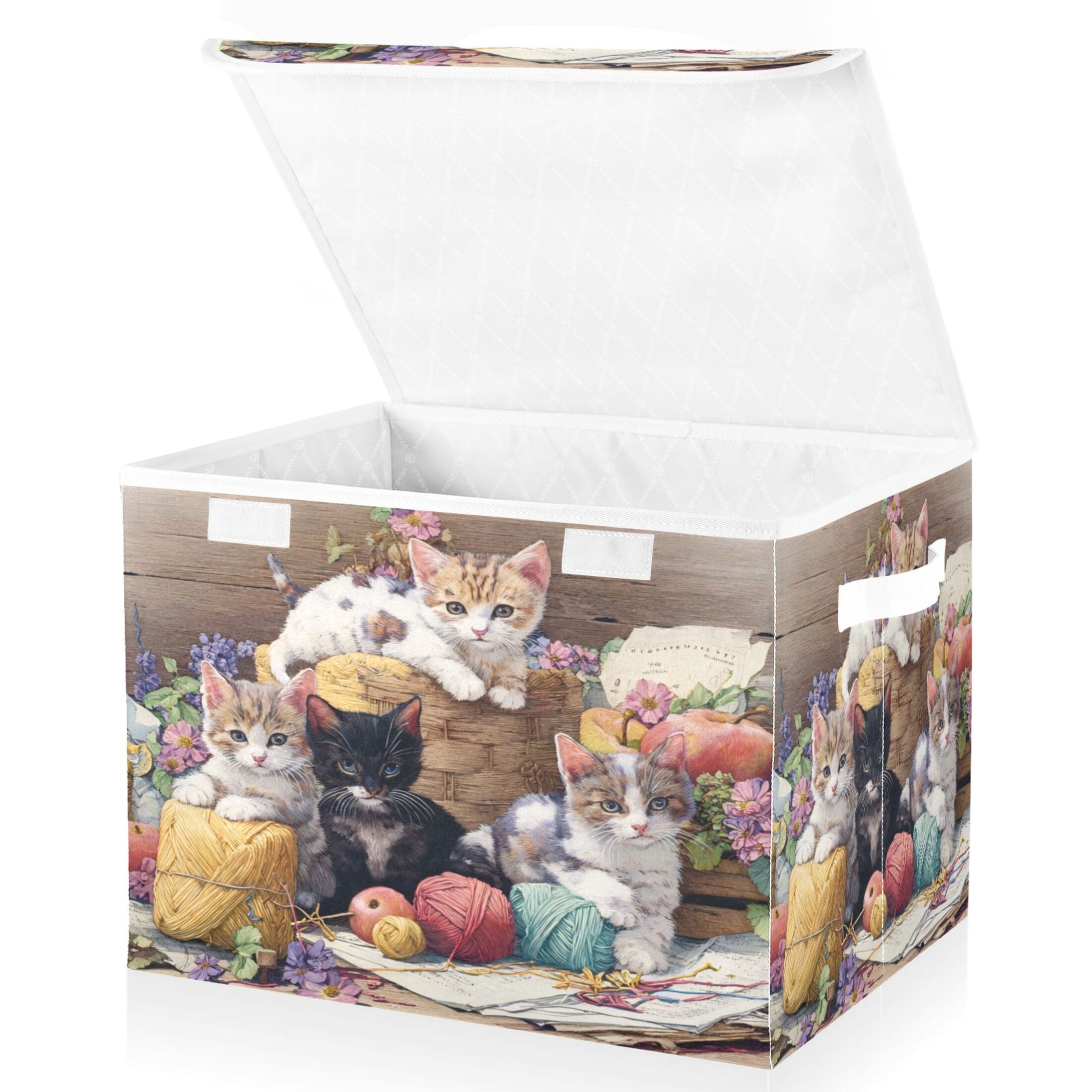 Large Fliplid Foldable Storage Bin Boxes Cubes Baskets with 2 Handles ...