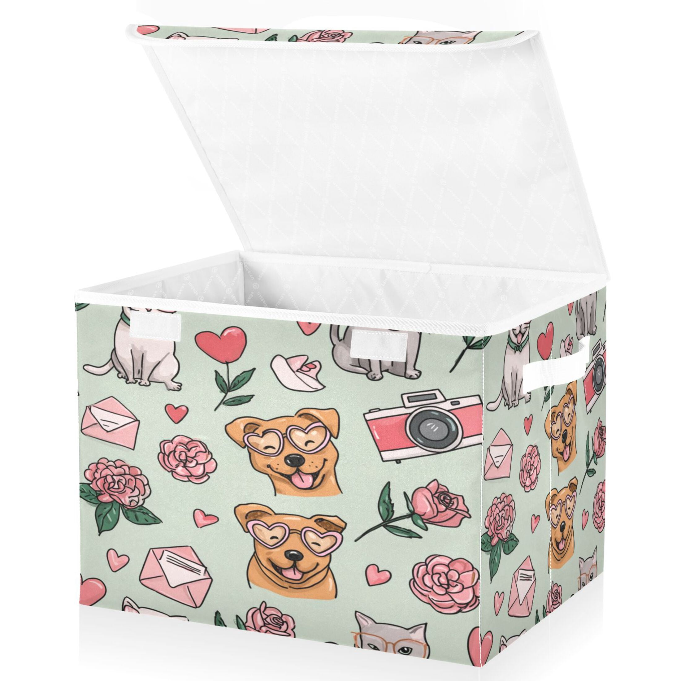 Large Fliplid Foldable Storage Bin Boxes Cubes Baskets with 2 Handles ...