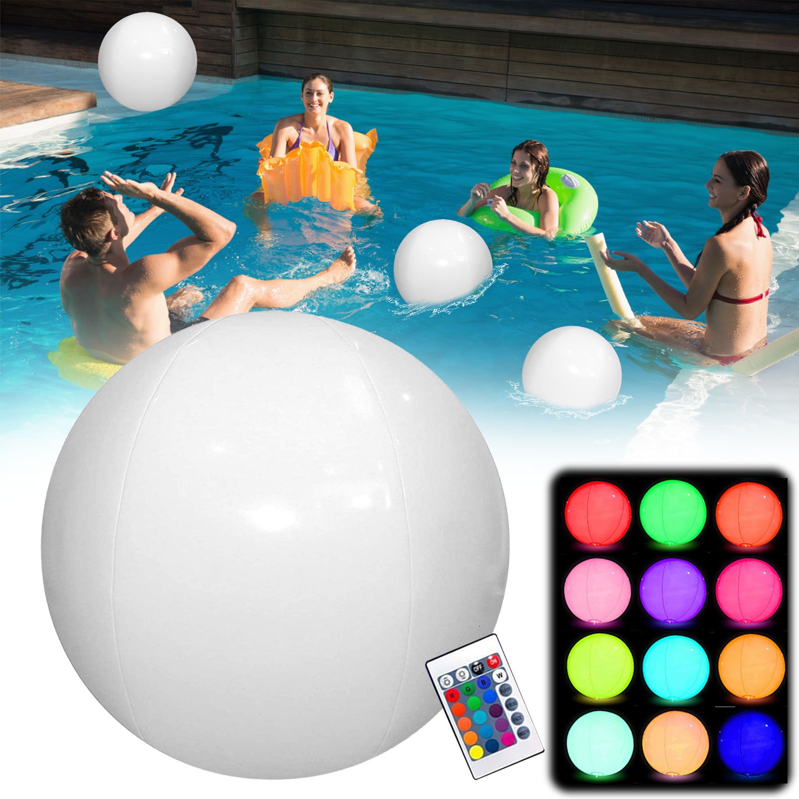 Large Floating Inflatable LED Glow In The Dark Beach Toy With 16 Colors ...