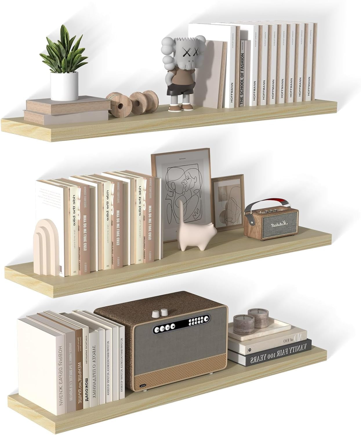 Large Floating Shelves for Wall 3 Pack Deep Floating Shelves No ...