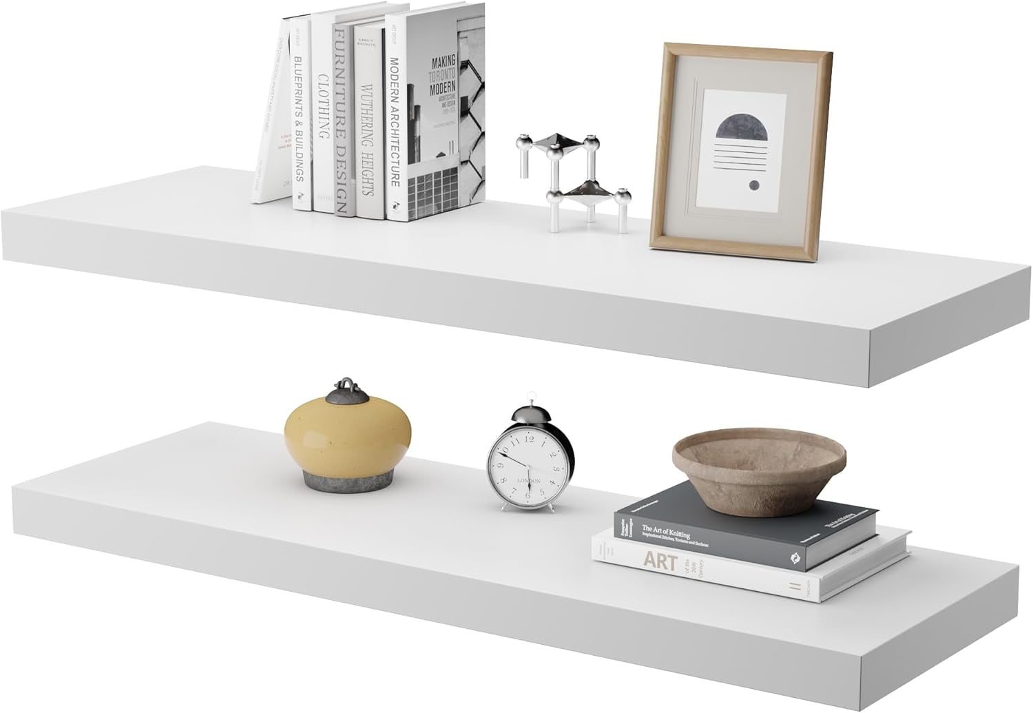 Large Floating Shelves for Wall Set of 2 Wooden Wall Shelves 30 in x 12 ...