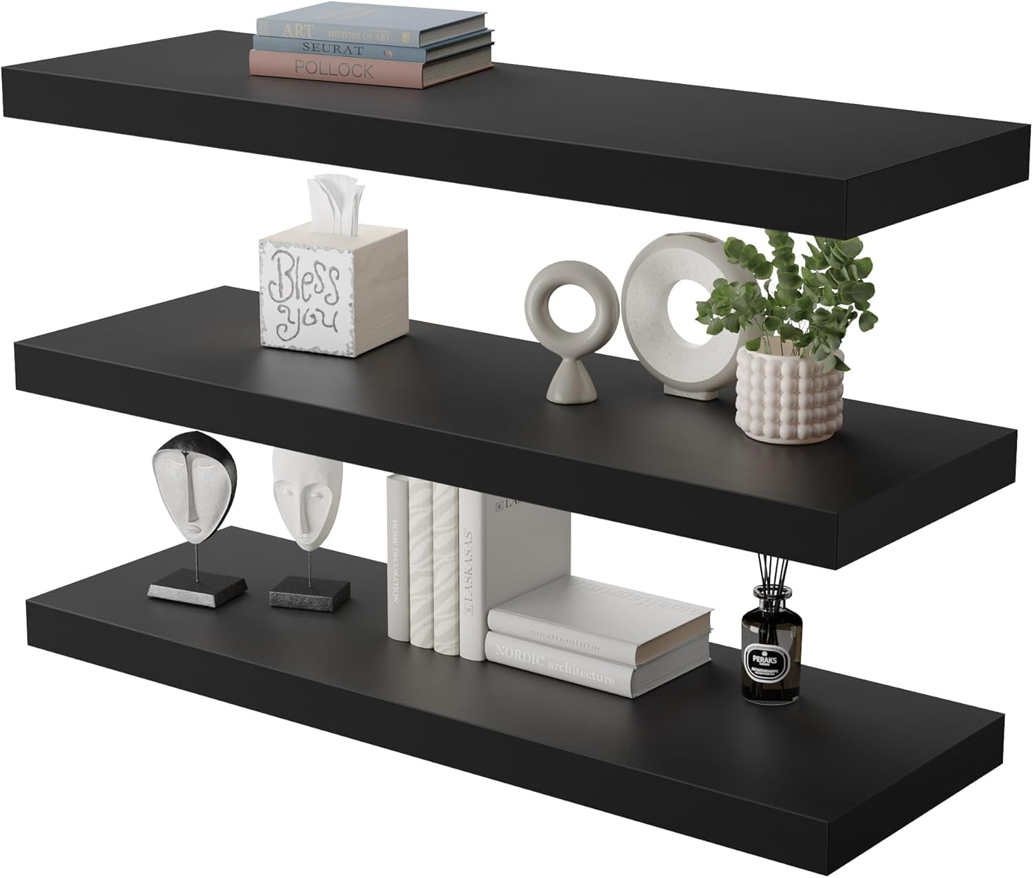 Large Floating Shelves for Wall Set of 3 Wooden Wall Shelves 30 in x 10 ...