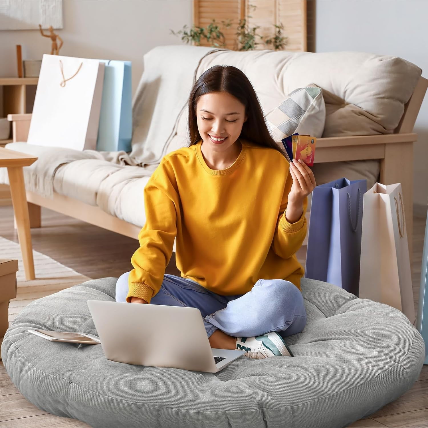 Large Floor Cushion Seating Round Floor Pillows Cushions for Kids ...